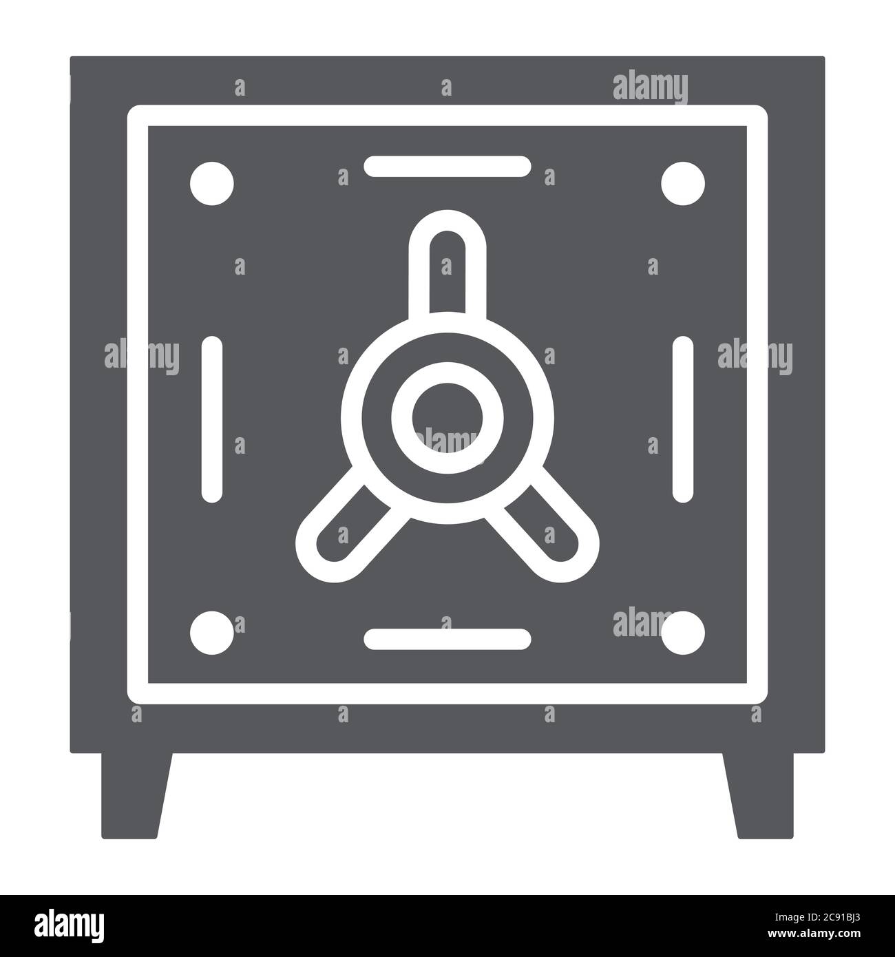 Safe deposit glyph icon, finance and currency, bank safe sign, vector ...