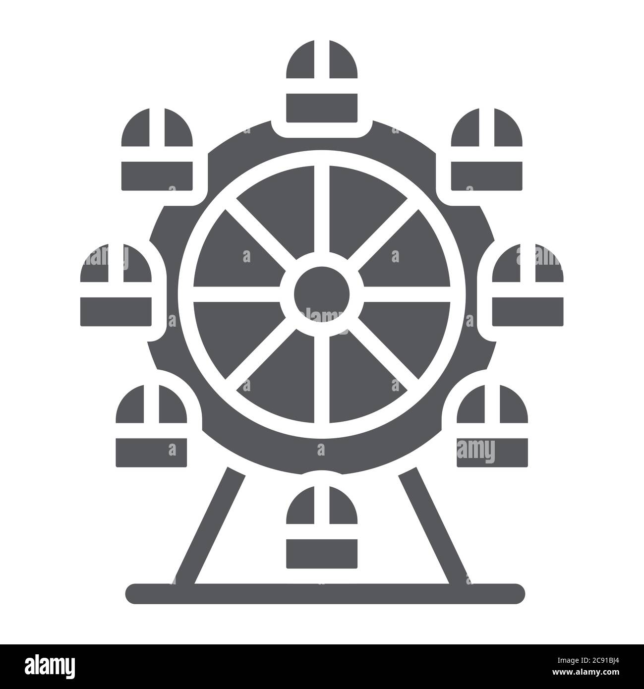 Ferris wheel glyph icon, funfair and entertainment, carousel sign ...