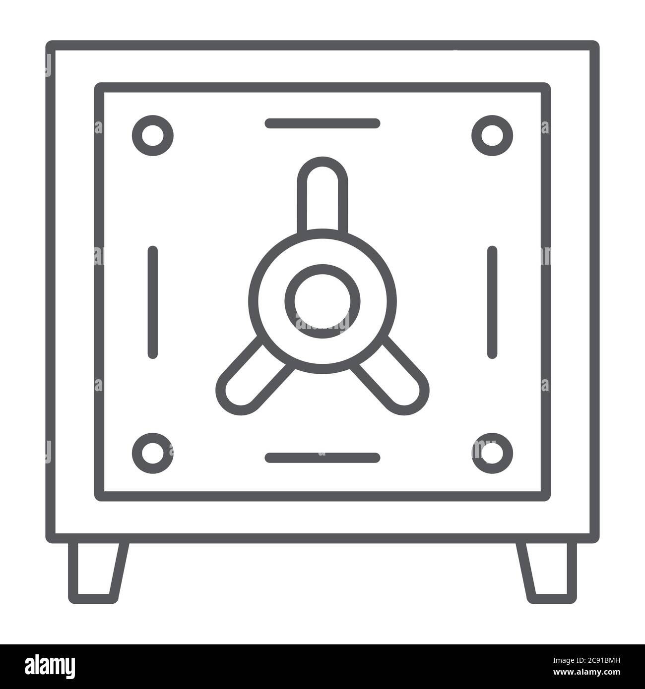 Safe deposit thin line icon, finance and currency, bank safe sign ...