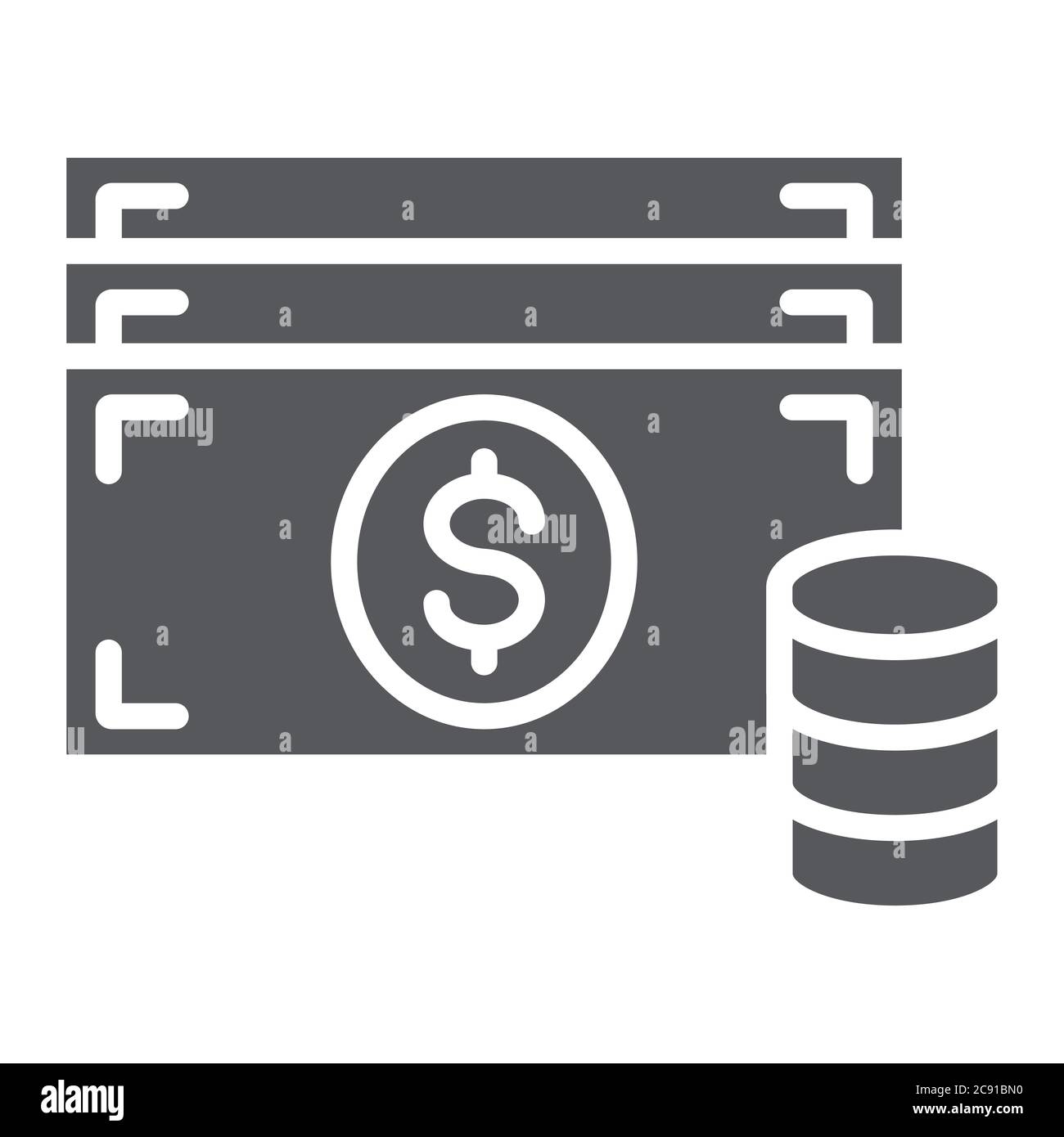Cash glyph icon, finance and currency, money sign, vector graphics, a ...