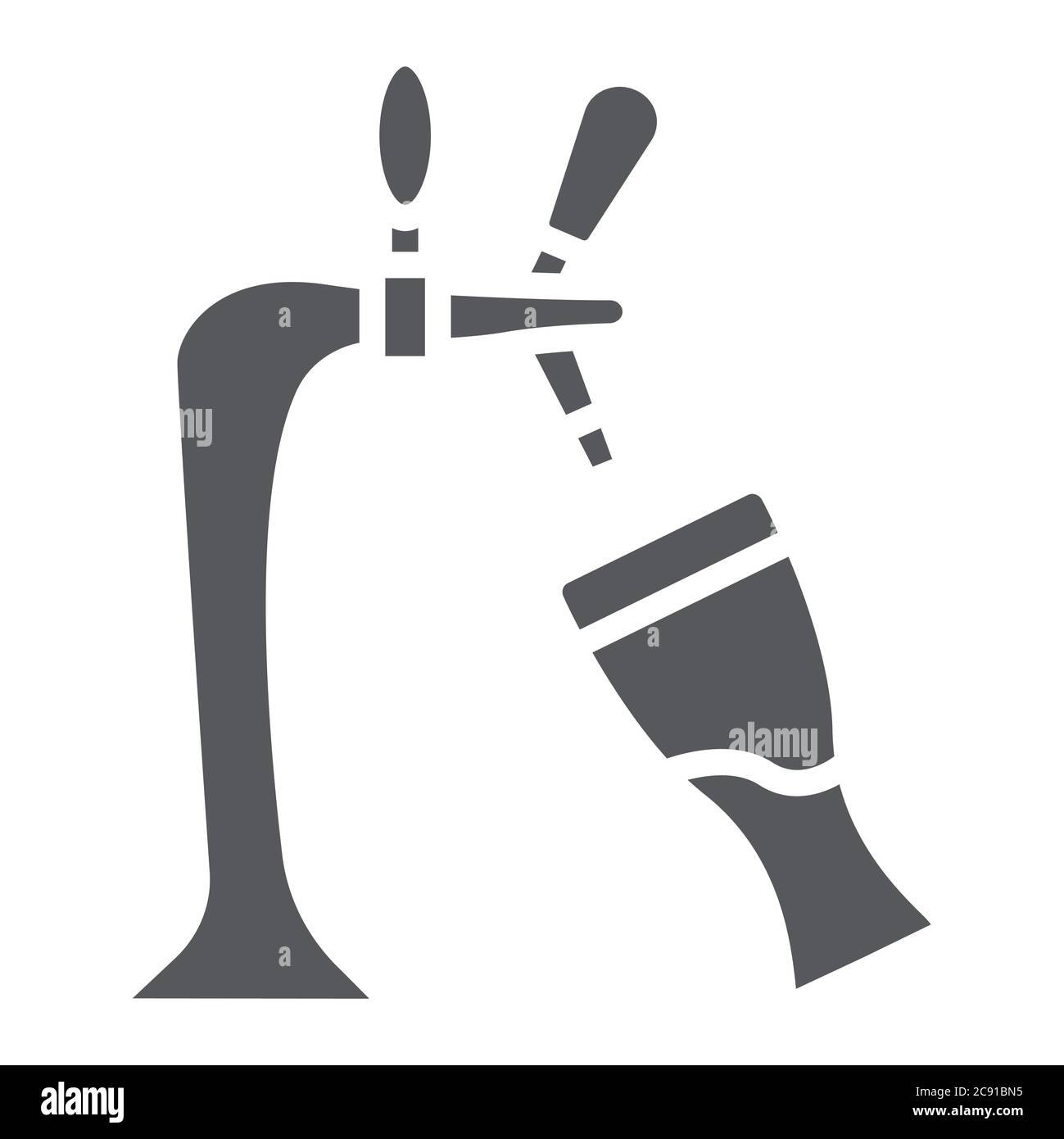 Draft beer glyph icon, alcohol and drink, tap and glass of beer sign ...