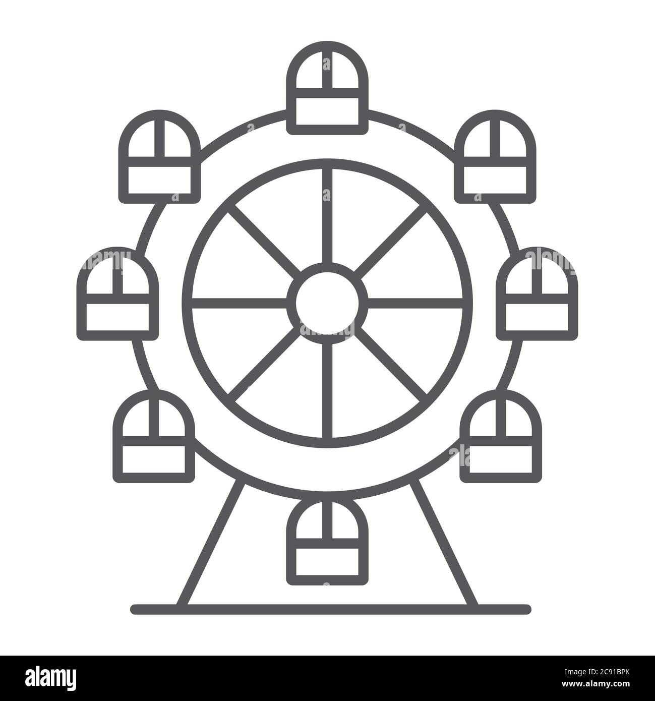 Ferris wheel thin line icon, funfair and entertainment, carousel sign ...