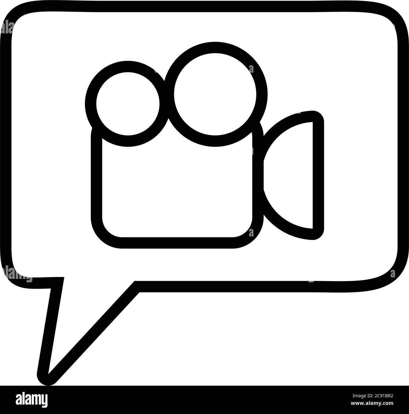 speech bubble with videocamera icon over white background, line style ...