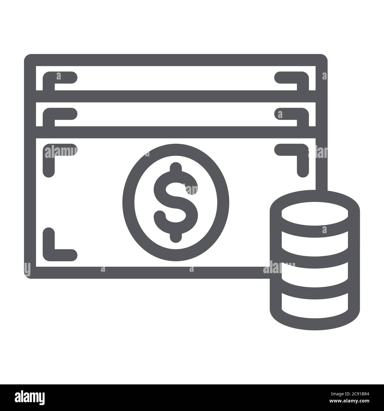 Cash line icon, finance and currency, money sign, vector graphics, a ...