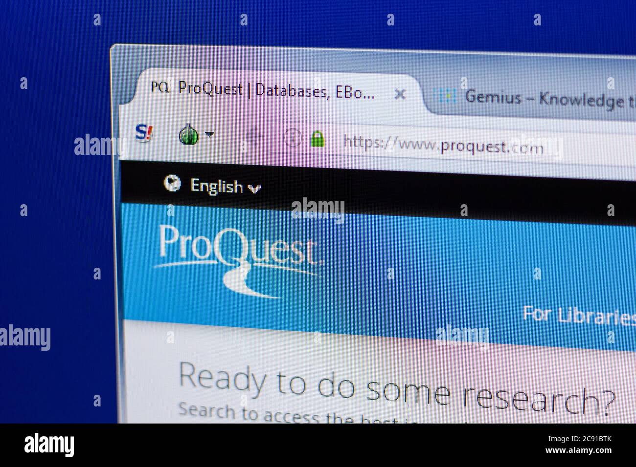 Ryazan, Russia - June 16, 2018: Homepage of ProQuest website on the ...