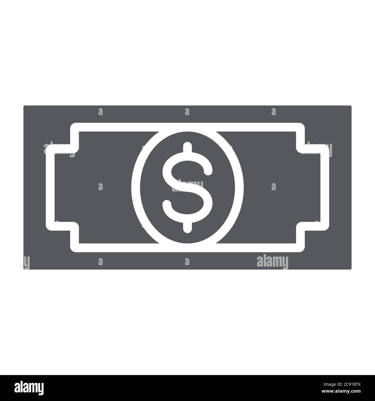 Banknote glyph icon, finance and money, cash sign, vector graphics, a ...