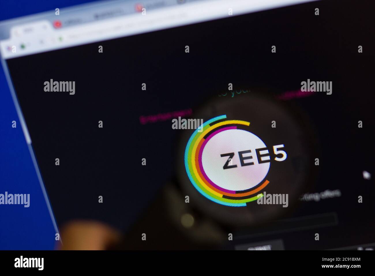 Ryazan, Russia - June 16, 2018: Homepage of Zee5 website on the display ...