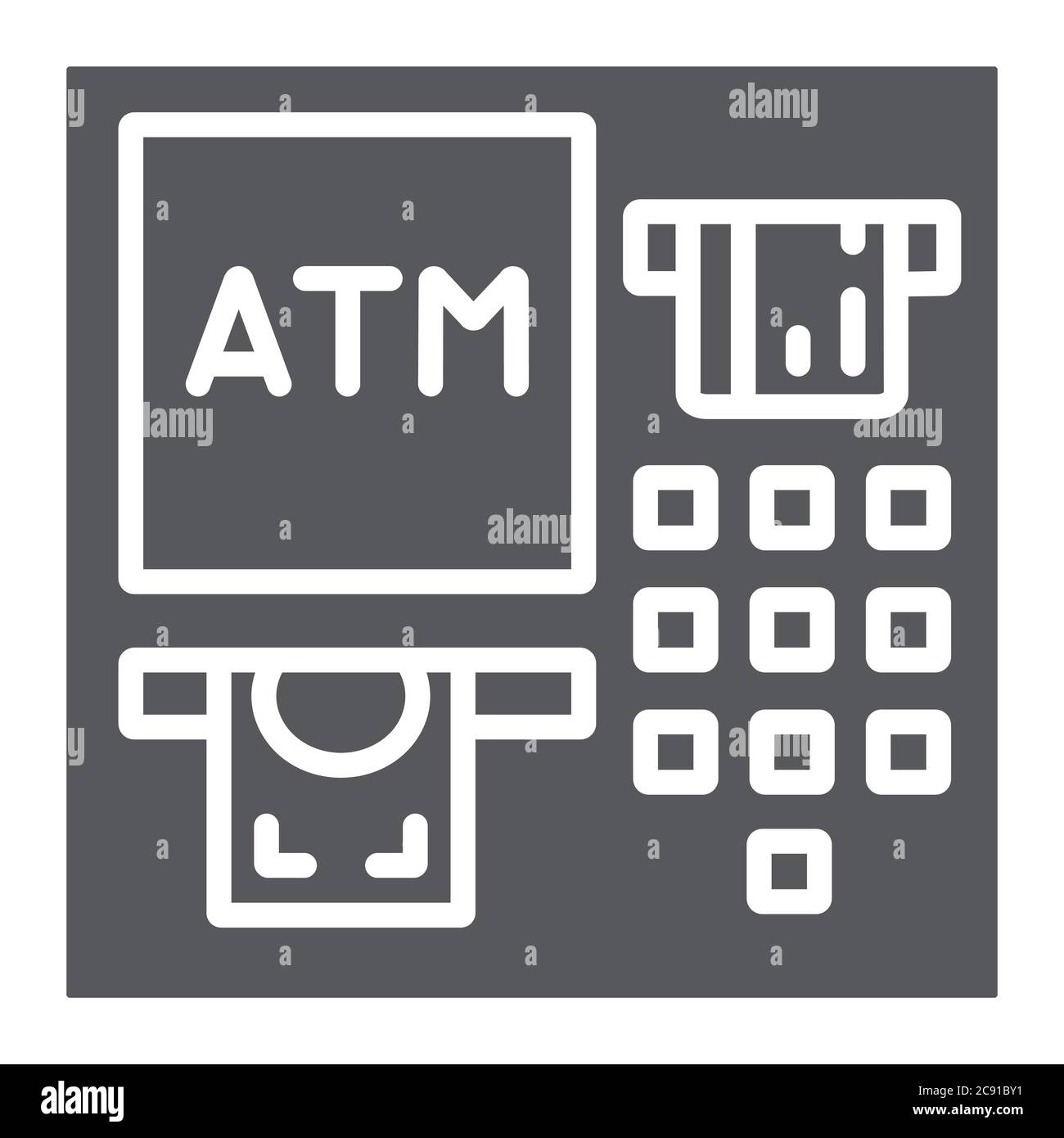 ATM glyph icon, finance and cash, banking machine sign, vector graphics ...