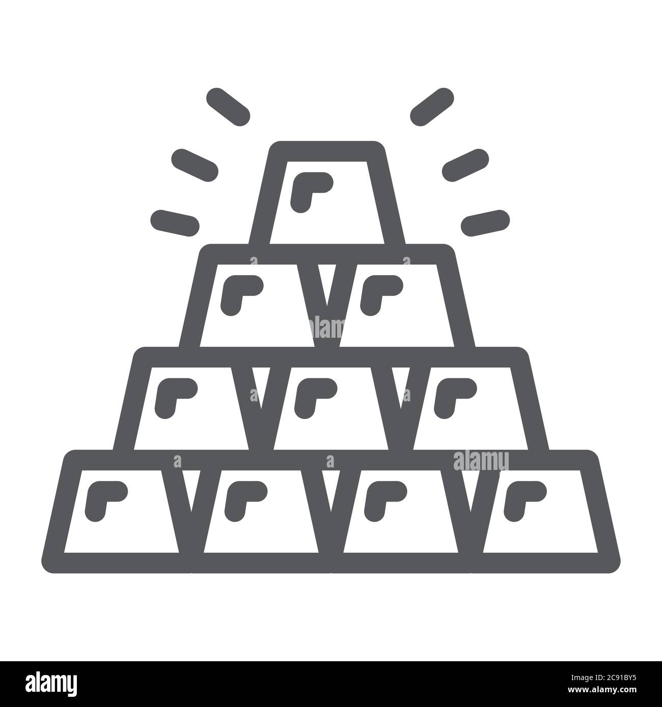 Gold line icon, finance and bank, gold bar sign, vector graphics, a ...