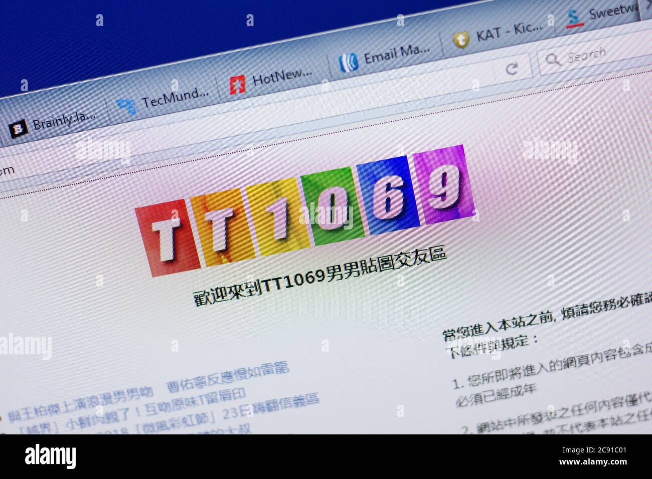 Ryazan, Russia - June 16, 2018: Homepage of TT1069 website on the display of PC, url - TT1069 ...