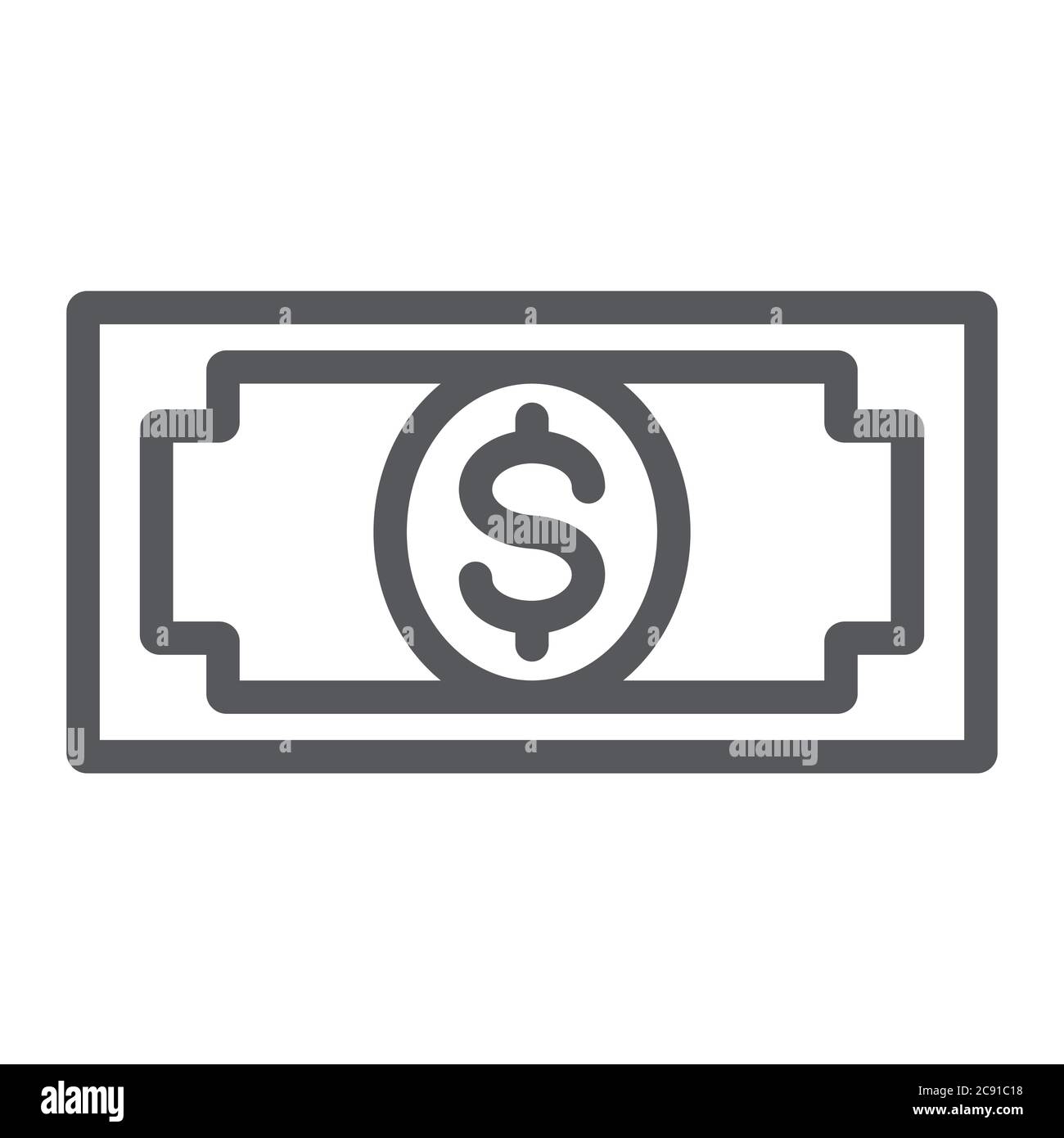 Banknote line icon, finance and money, cash sign, vector graphics, a ...