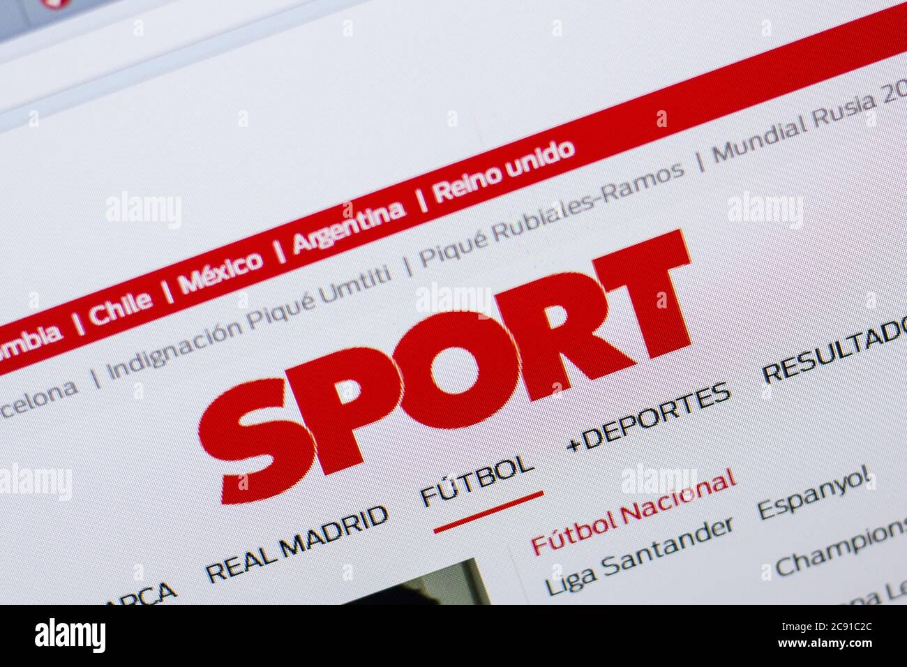 Ryazan, Russia - June 16, 2018: Homepage of Sport website on the ...