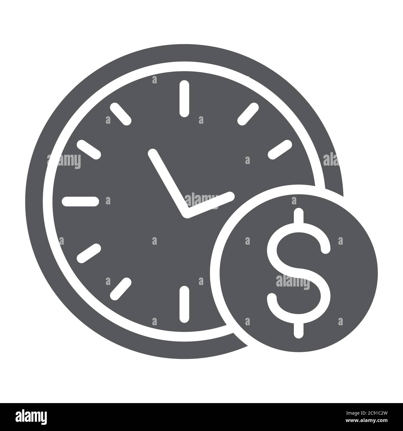 Time is money glyph icon, hour and finance, clock and dollar sign ...
