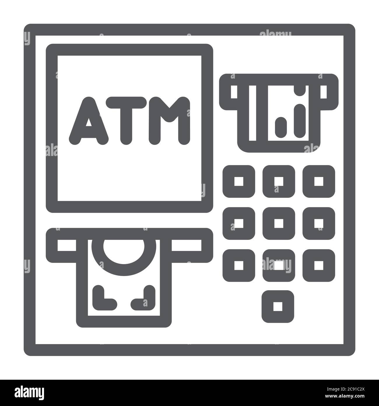 ATM line icon, finance and cash, banking machine sign, vector graphics ...