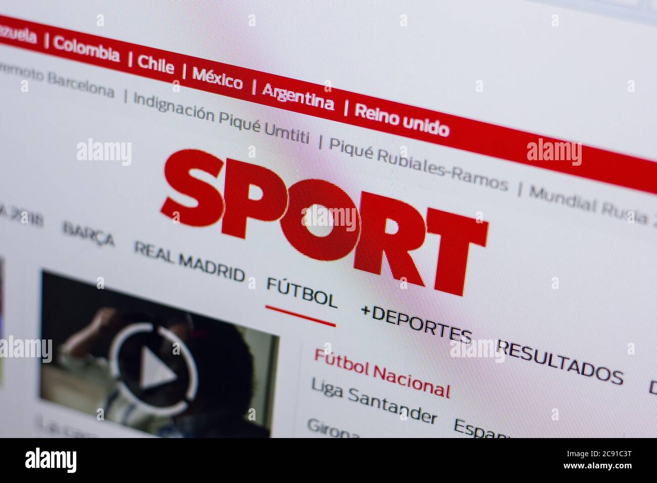 Ryazan, Russia - June 16, 2018: Homepage of Sport website on the ...