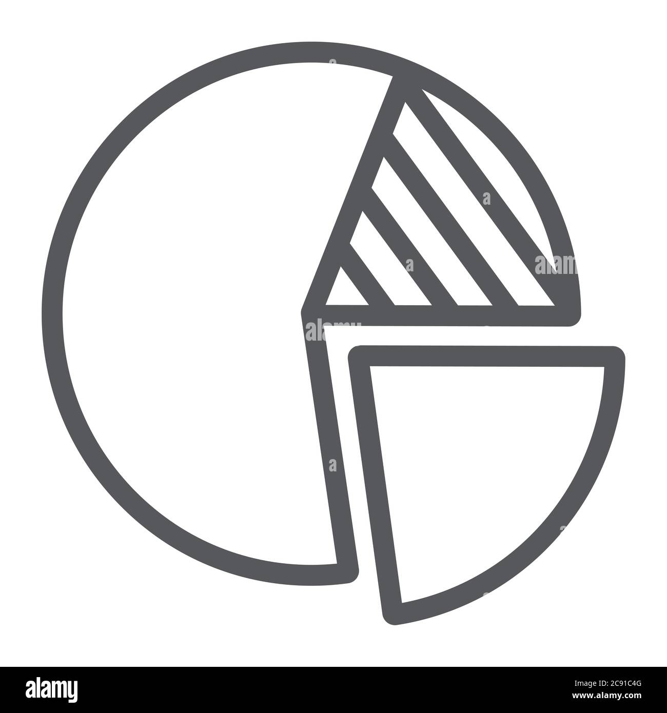 Pie chart line icon, finance and statistics, round graph sign, vector graphics, a linear pattern ...