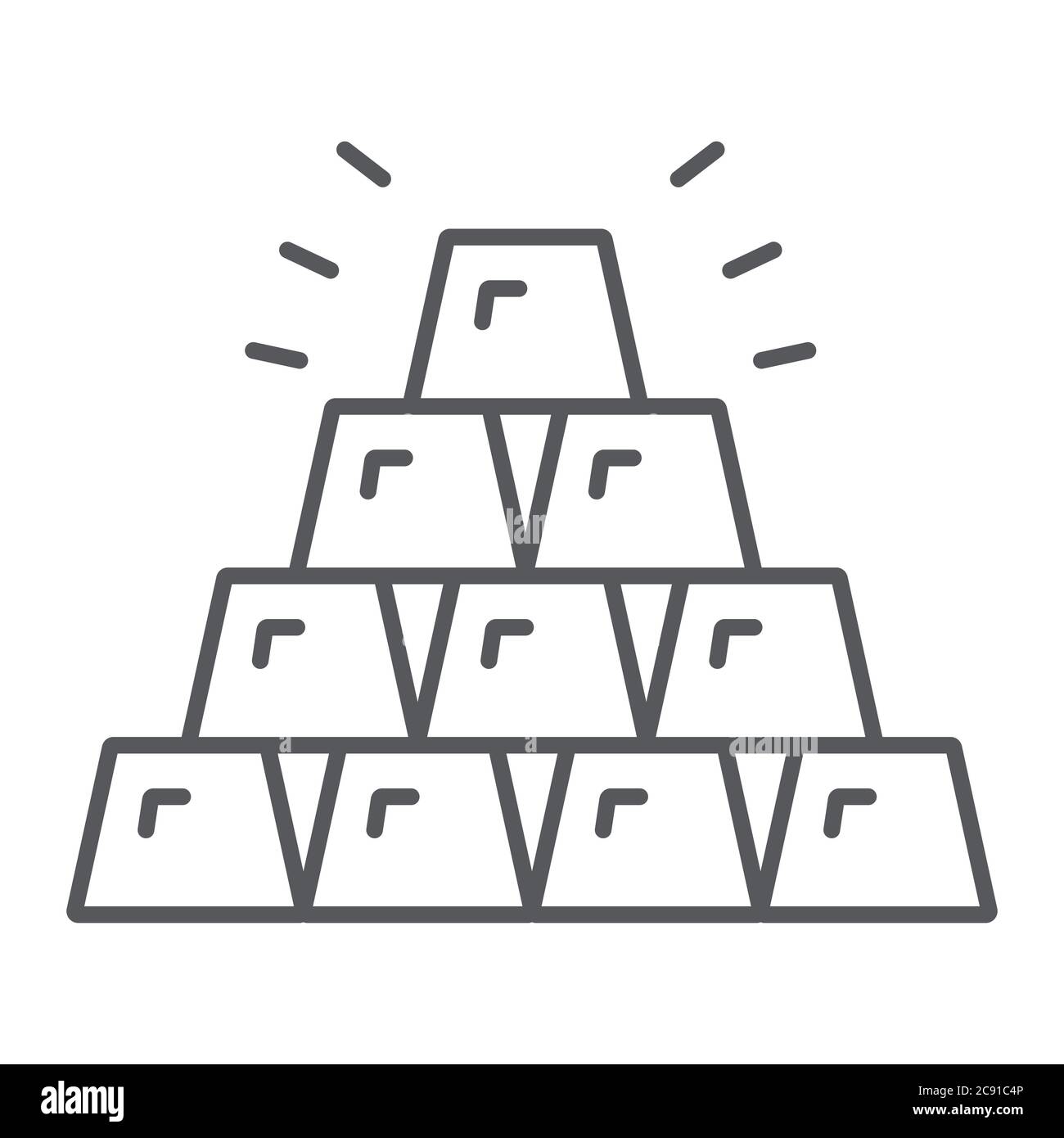 Gold thin line icon, finance and bank, gold bar sign, vector graphics ...