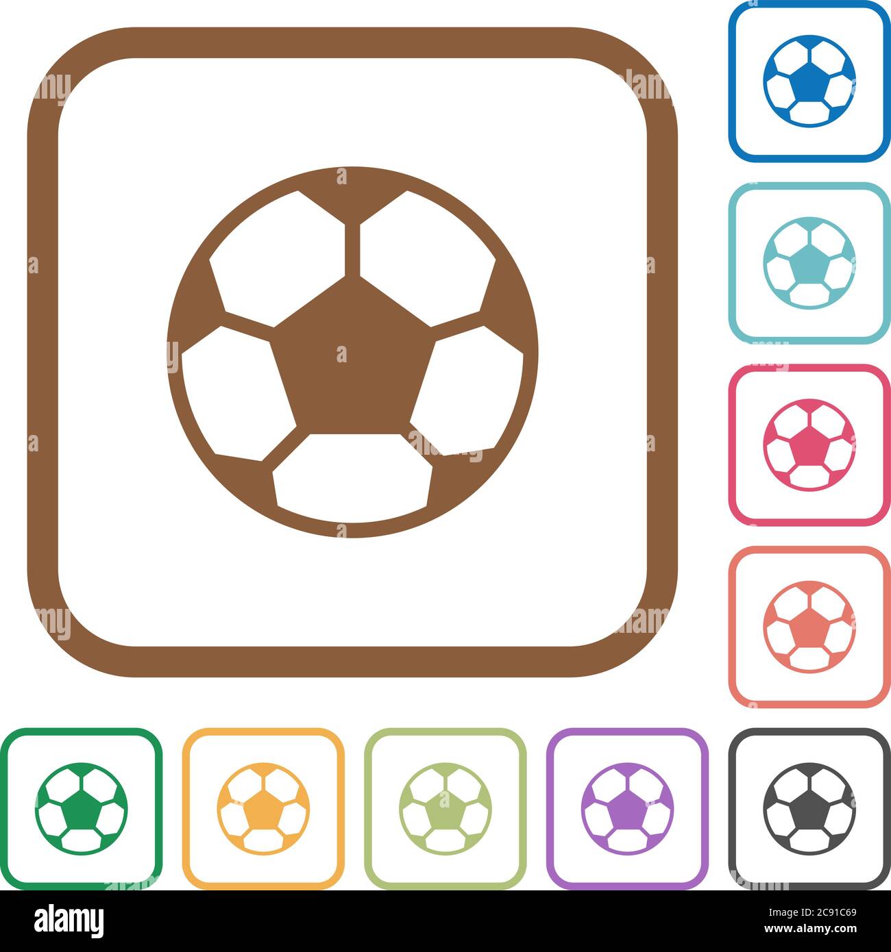 Soccer ball simple icons in color rounded square frames on white background Stock Vector Image ...