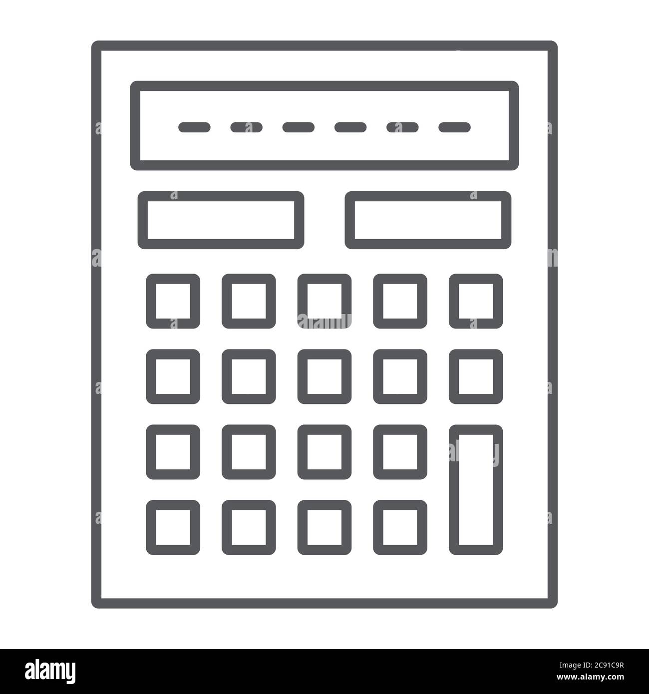 Calculator thin line icon, mathematics and accounting, calculate sign ...