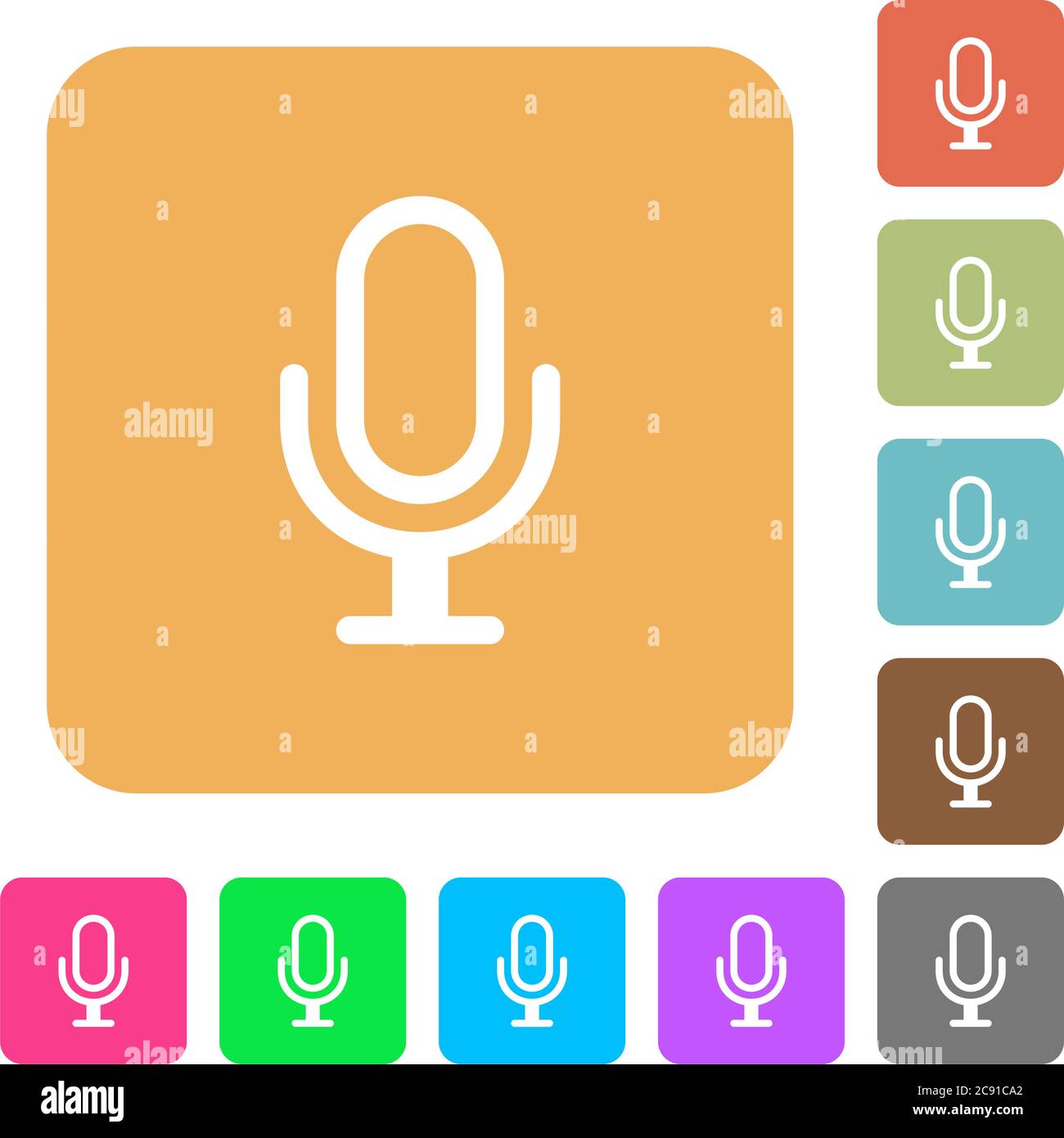 Microphone icons on rounded square vivid color backgrounds Stock Vector ...