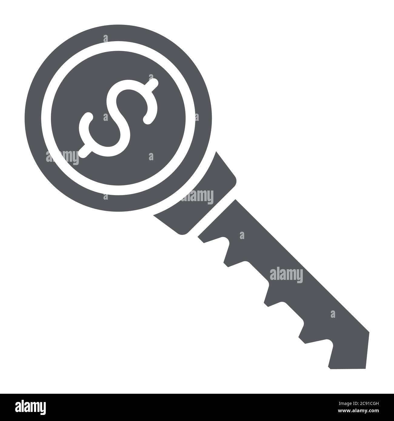 Dollar key glyph icon, finance and banking, key to success sign, vector ...