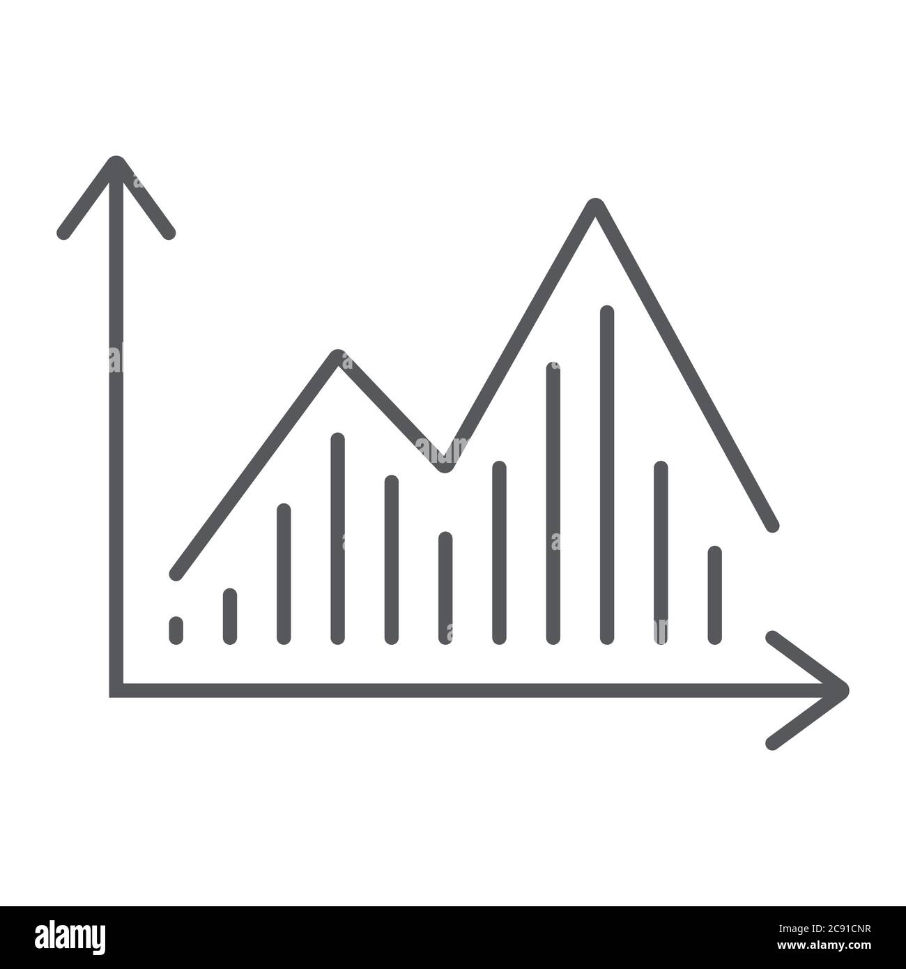 Stock chart thin line icon, graph and finance, statistic diagram sign ...
