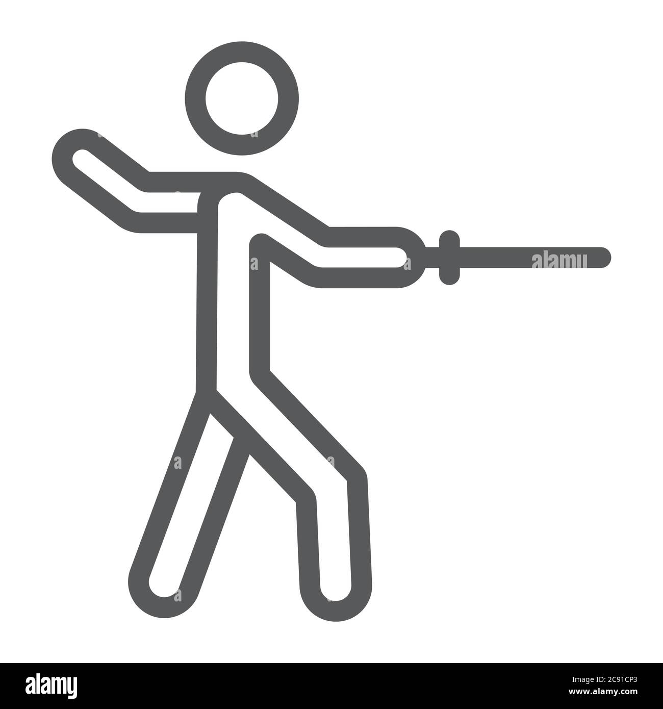 Man fencing line icon, sport and fighting, fencer sign, vector graphics ...