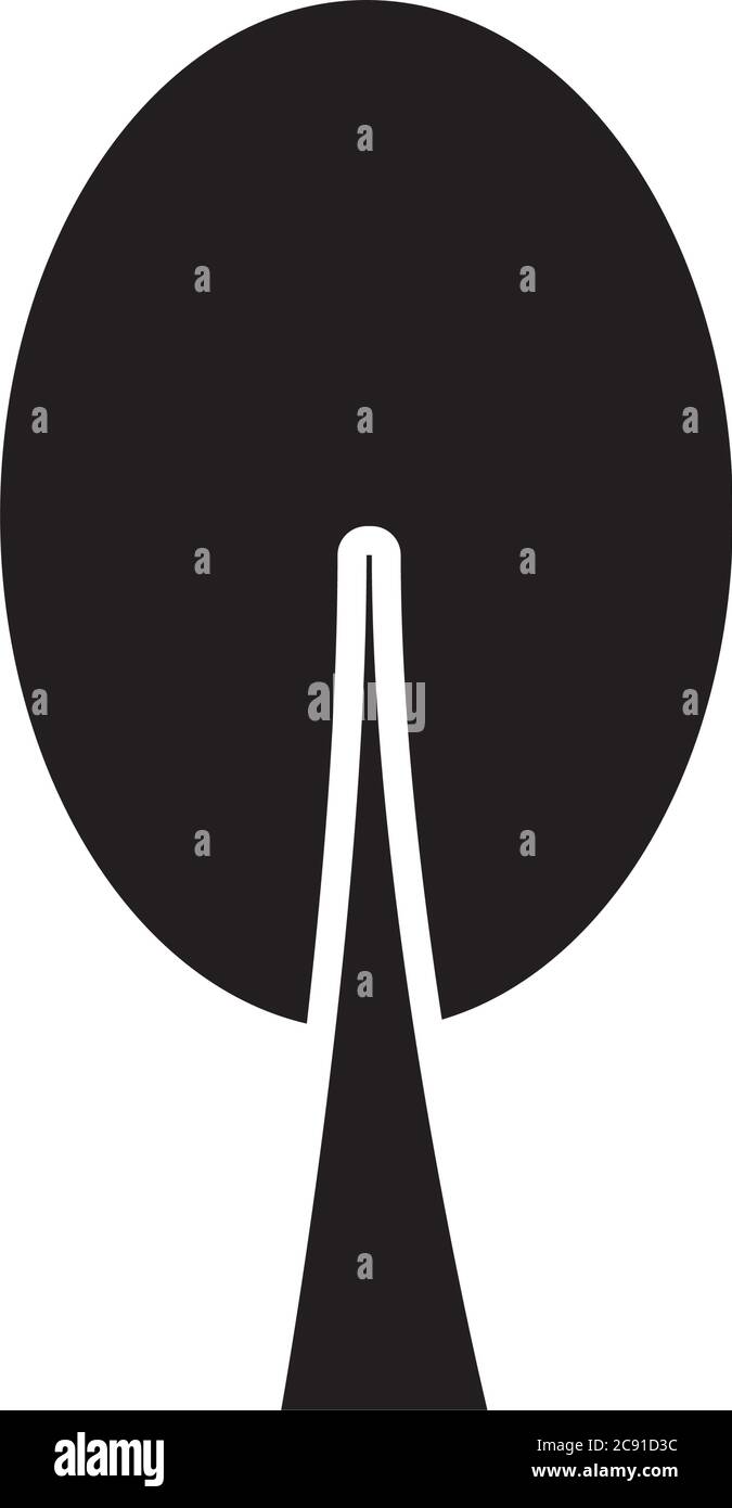 oval shaped tree silhouette style icon design, Nature plant season ...