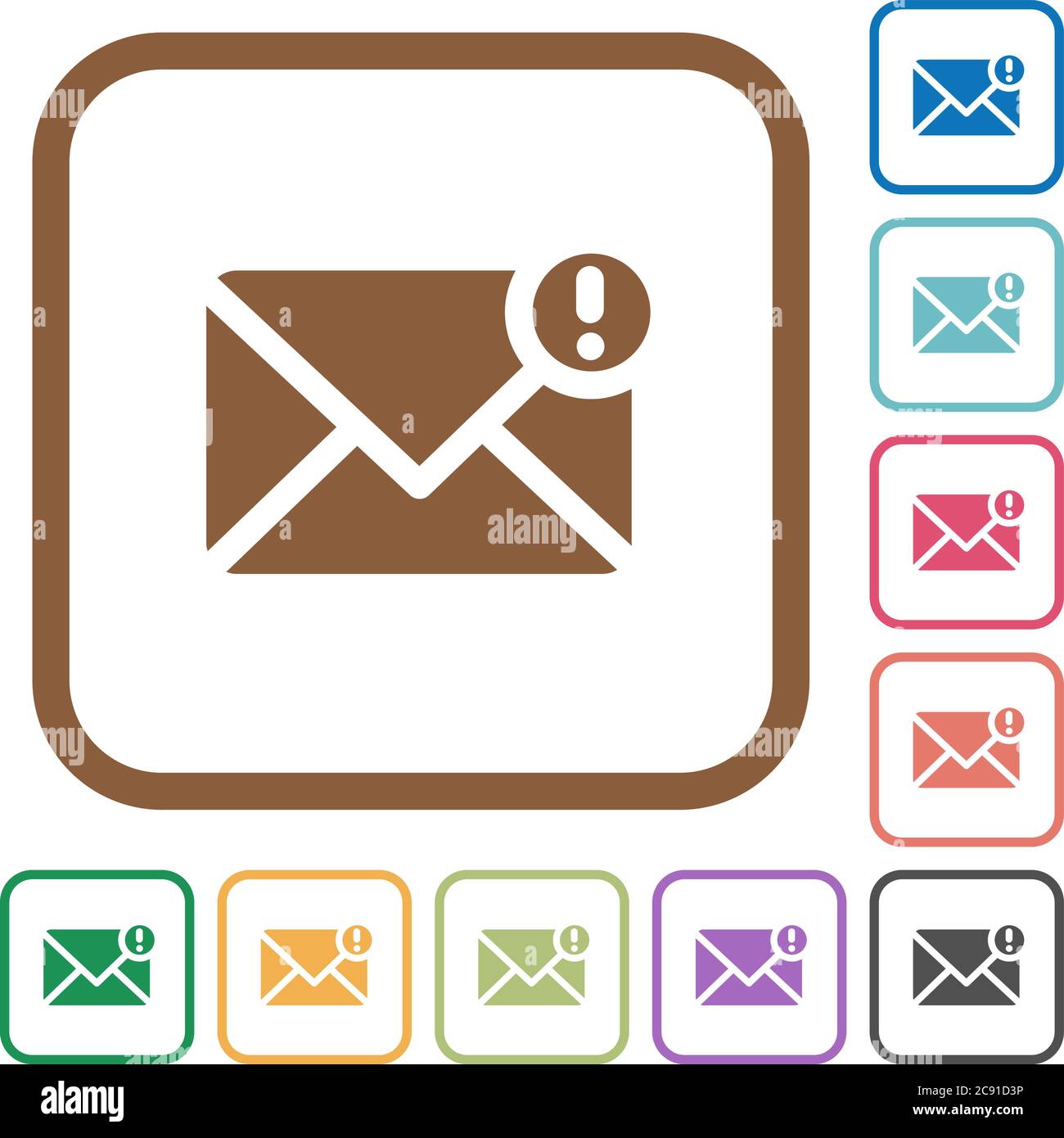 Important message simple icons in color rounded square frames on white background Stock Vector ...