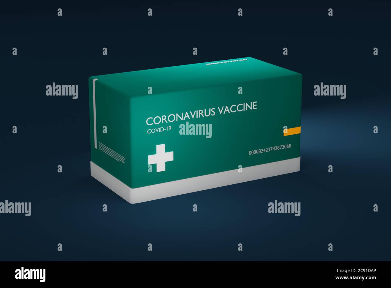 Coronavirus Vaccine concept box, 3d rendering medical illustration ...