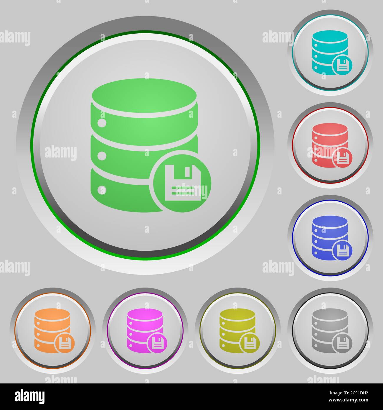 Database save color icons on sunk push buttons Stock Vector Image & Art ...