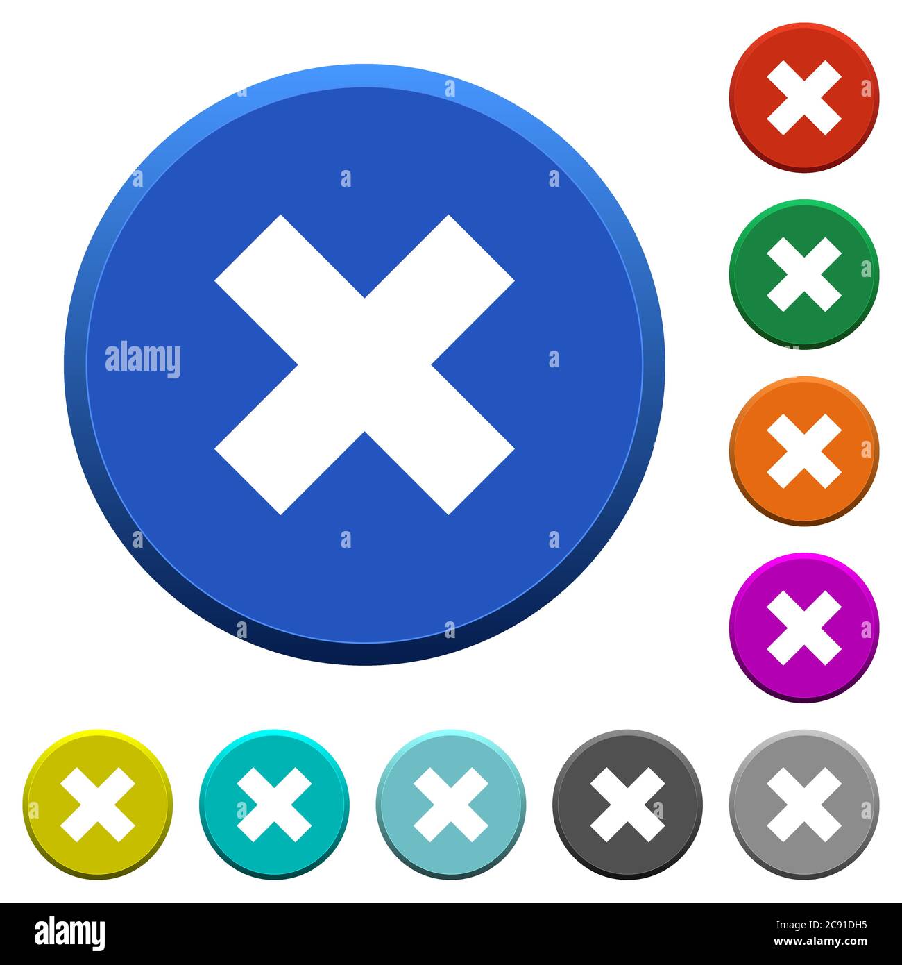 Cancel round color beveled buttons with smooth surfaces and flat white icons Stock Vector Image ...