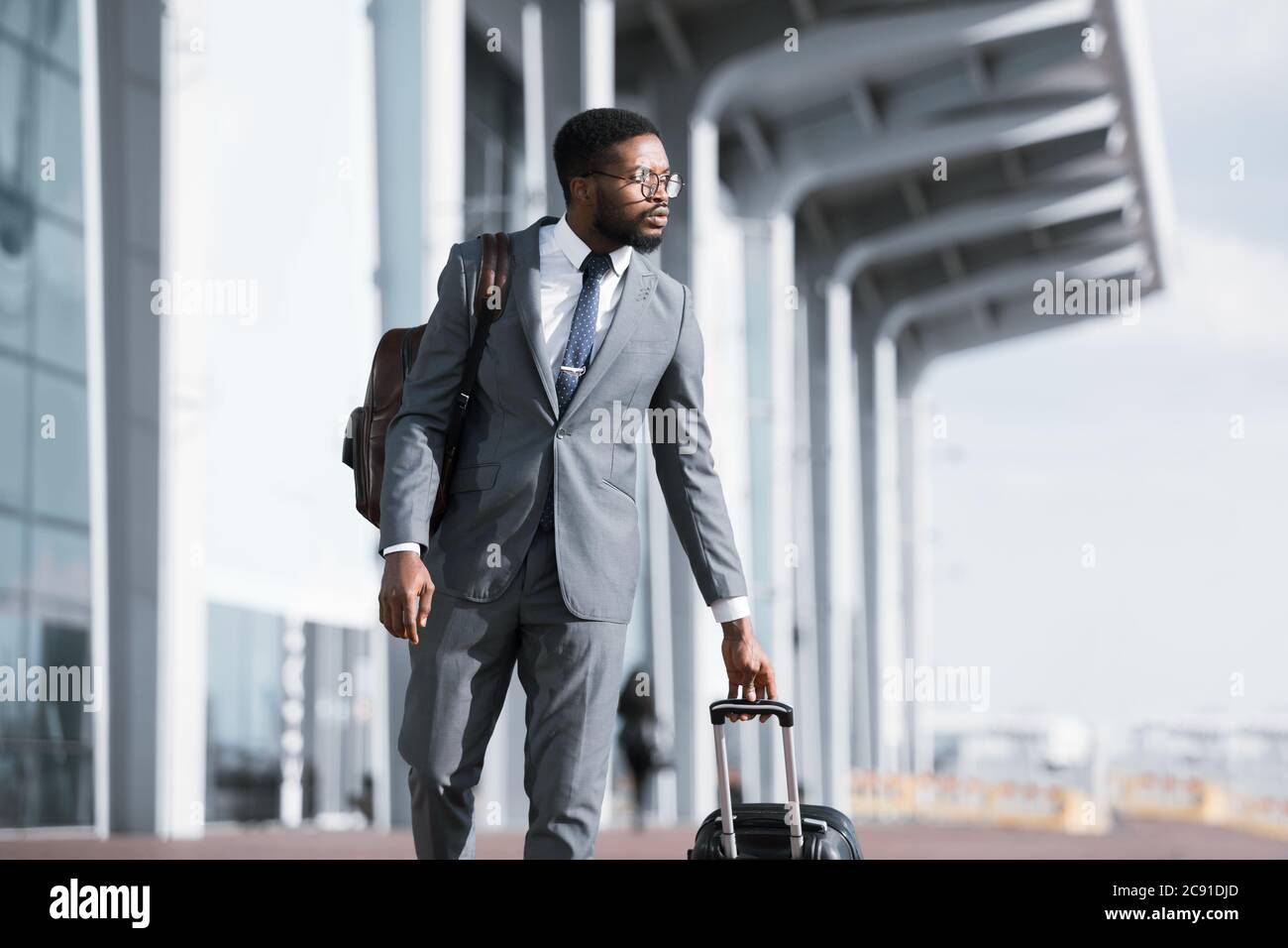 Serious Businessman Walking