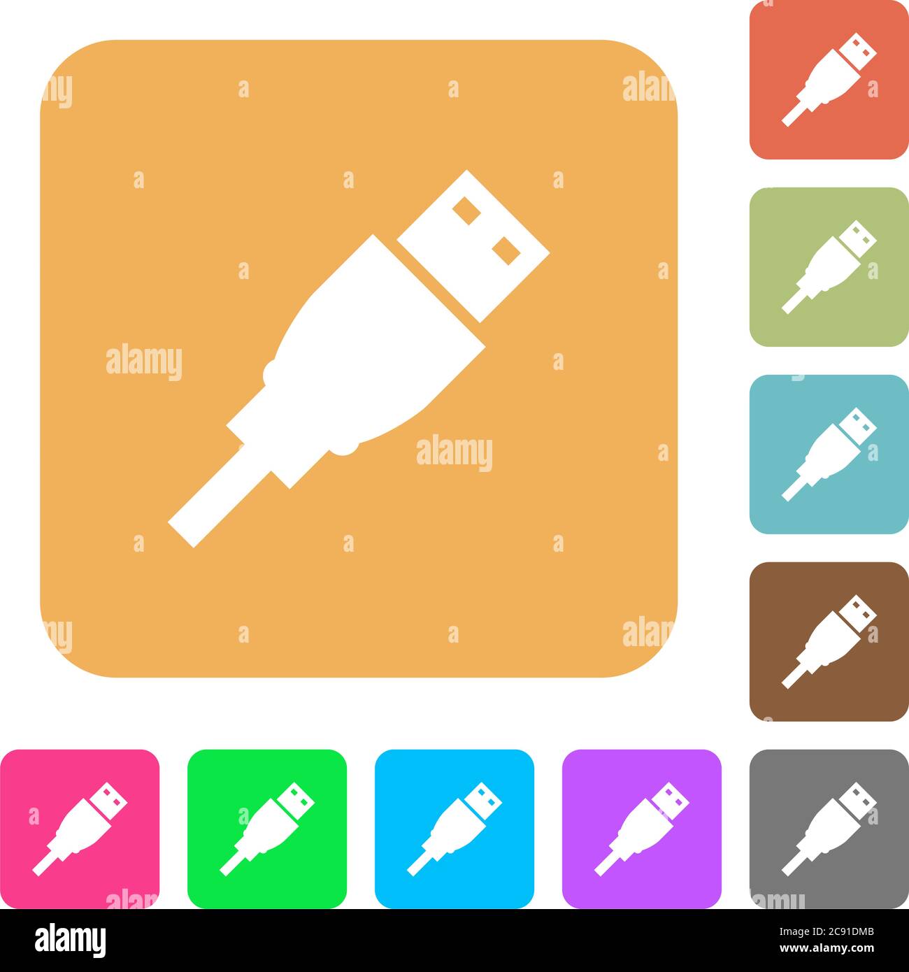 USB plug icons on rounded square vivid color backgrounds Stock Vector ...