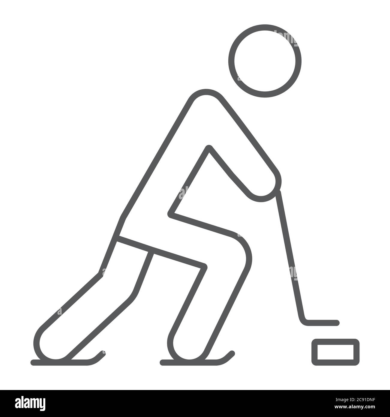 Hockey player thin line icon, sport and skate, ice hockey sign, vector ...