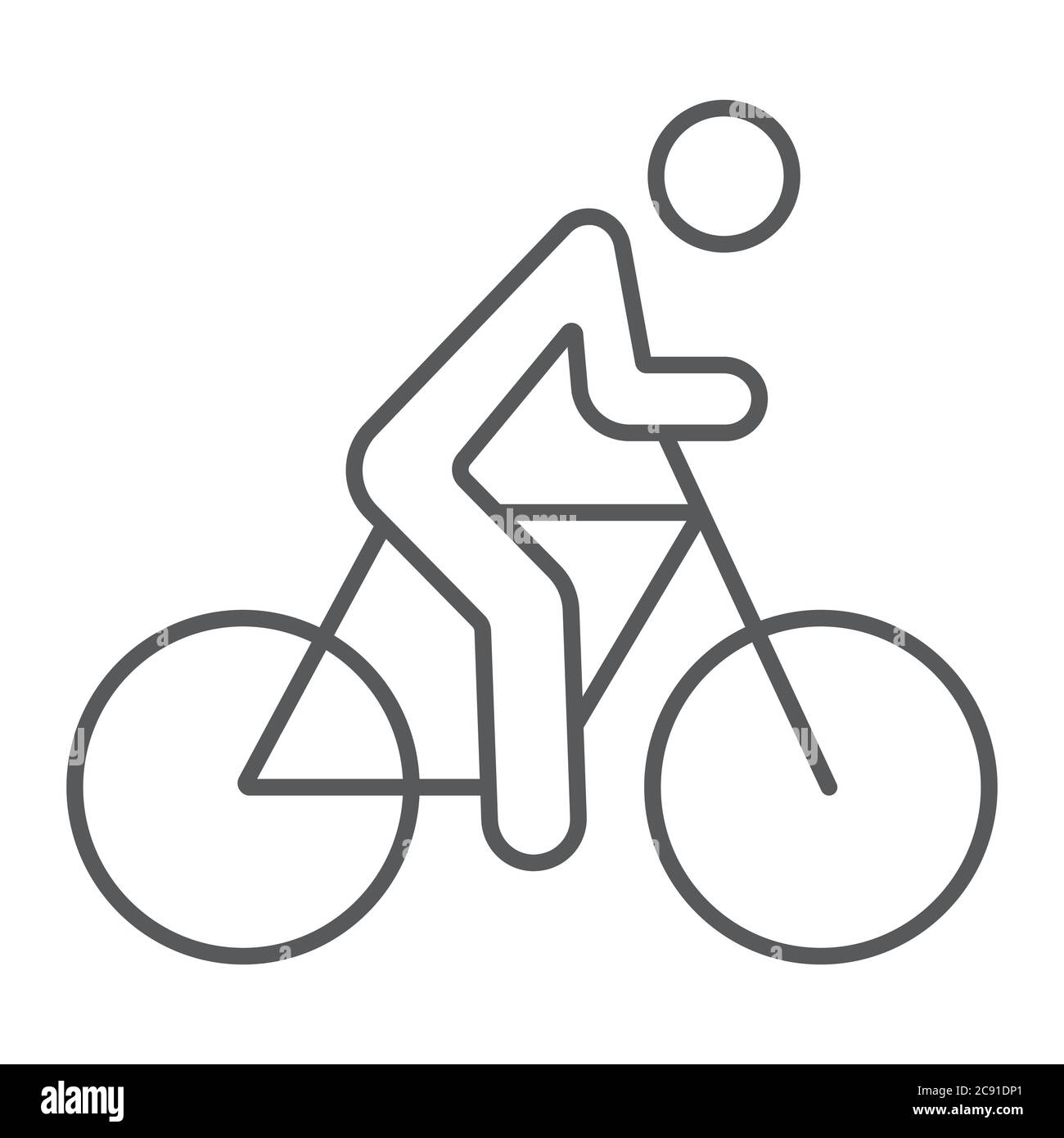 Cycling thin line icon, sport and bike, man on bicycle sign, vector ...