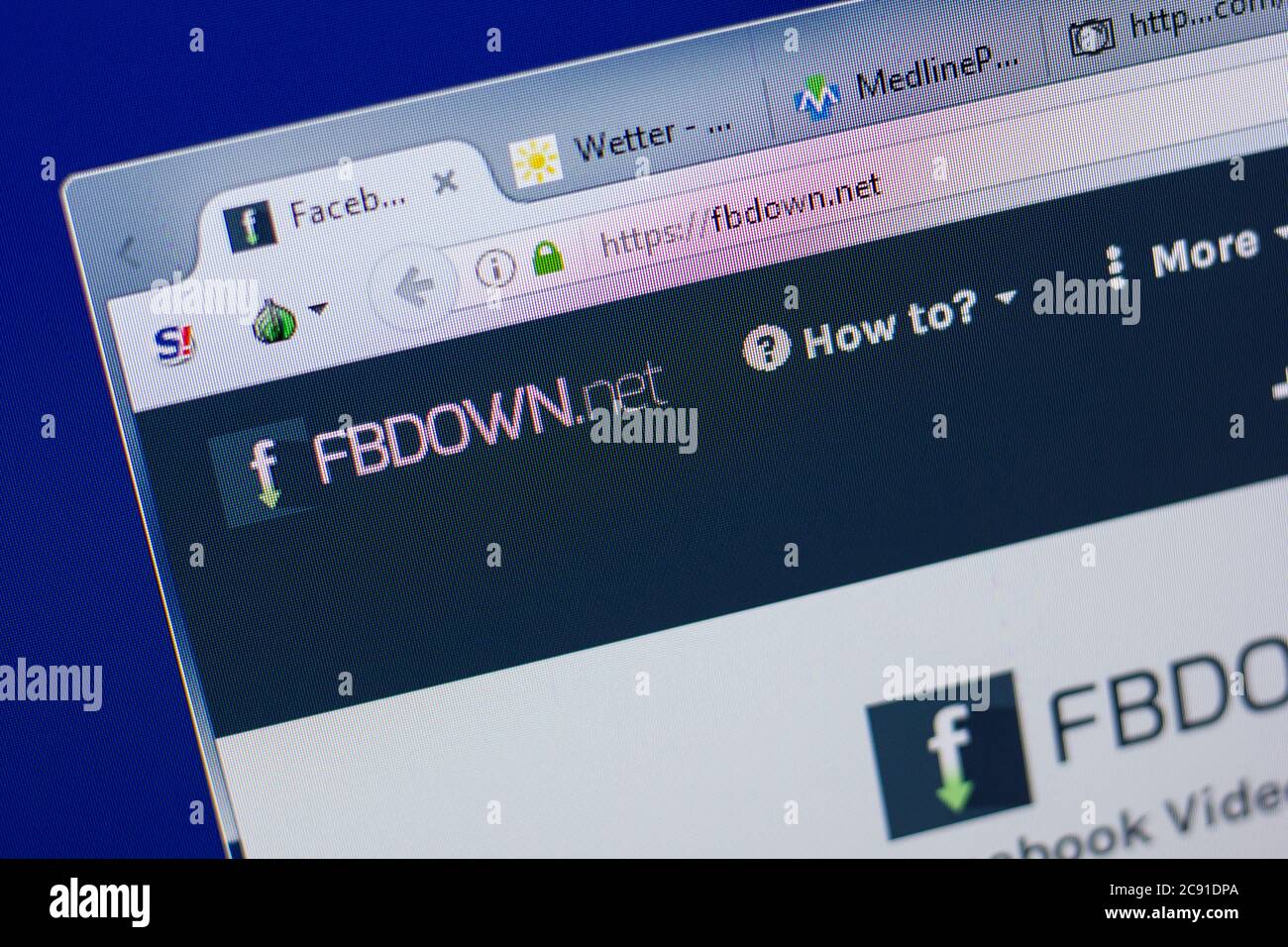 Ryazan, Russia - June 17, 2018: Homepage of Fbdown website on the display of PC, url - Fbdown ...