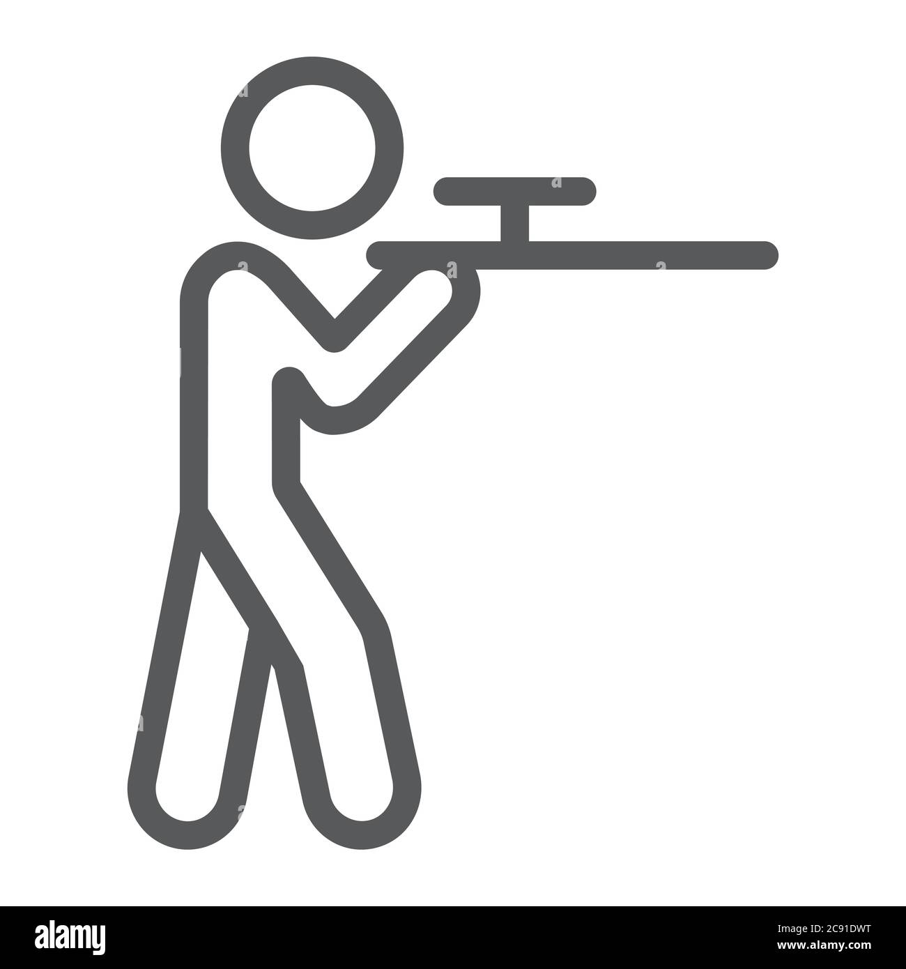 Shooting line icon, hunting and shotgun, man with riffle sign, vector ...