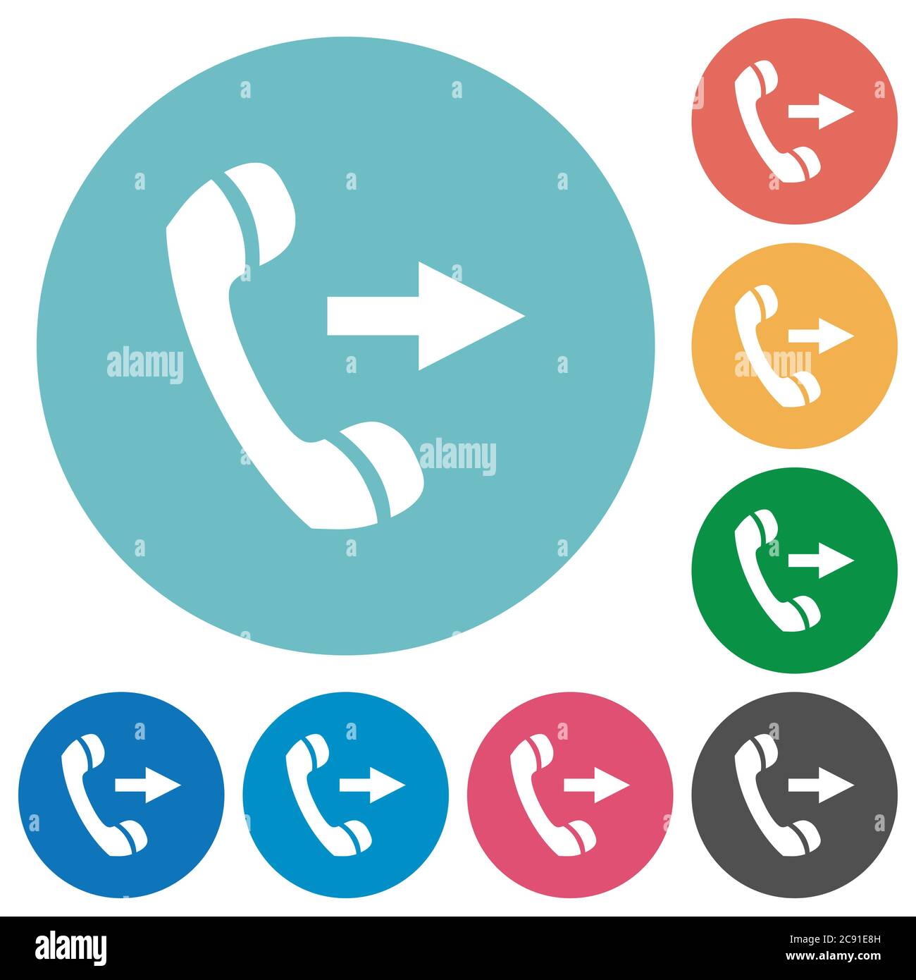 Outgoing call flat white icons on round color backgrounds Stock Vector Image & Art - Alamy