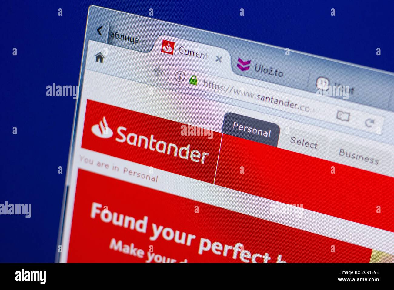 Ryazan, Russia - June 17, 2018: Homepage of Santander website on the ...