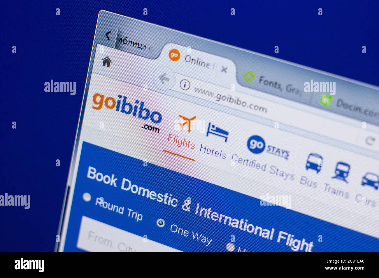 Ryazan, Russia - June 17, 2018: Homepage of Goibibo website on the ...