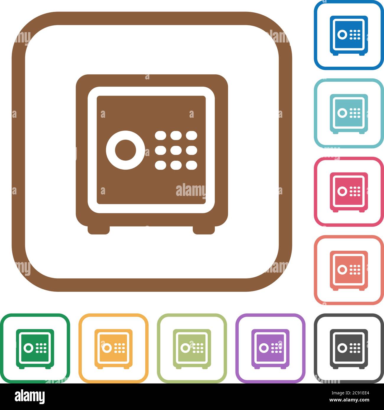 Strong box simple icons in color rounded square frames on white ...