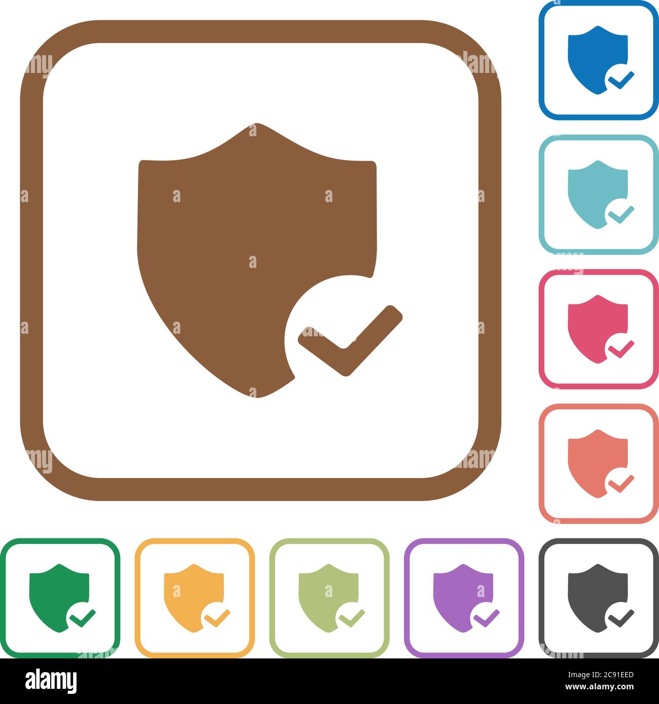 Protection ok simple icons in color rounded square frames on white background Stock Vector Image ...