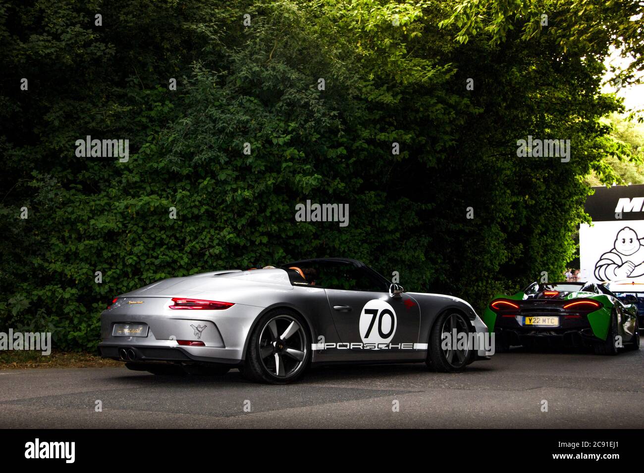 Silver Porsche 911 Speedster concept car attending annual Goodwood ...