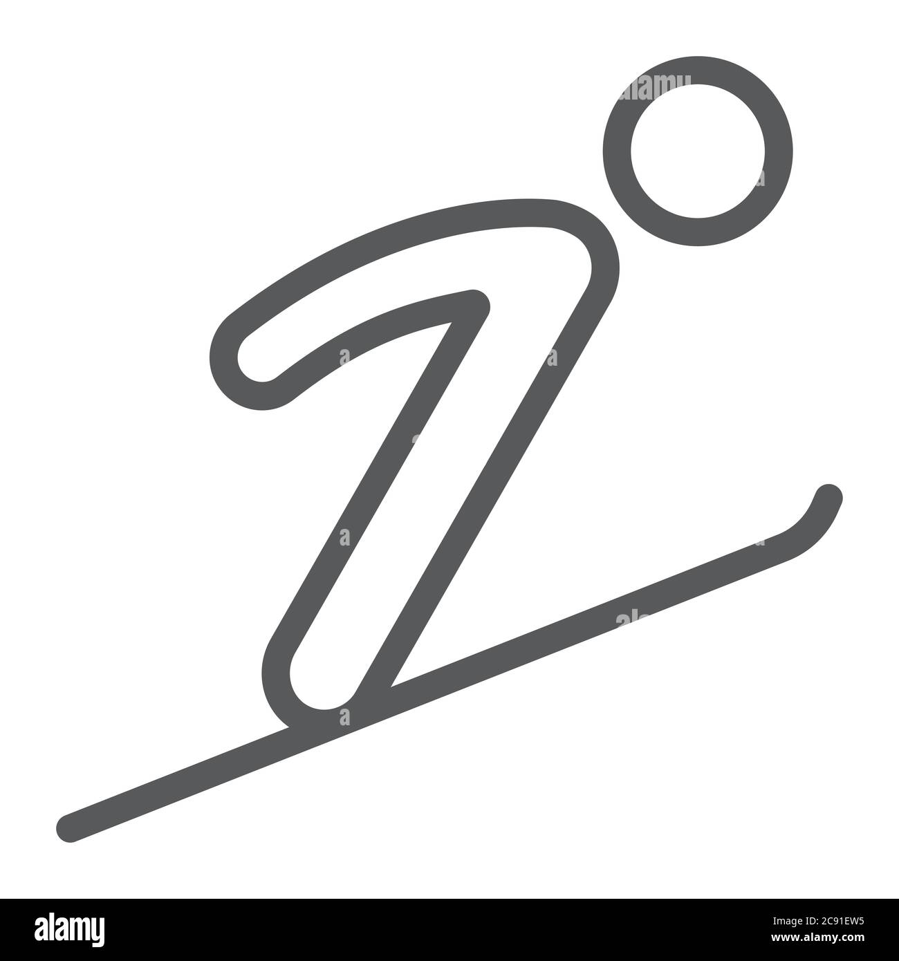 Sky jumping line icon, sport and winter, jumping with ski sign, vector ...