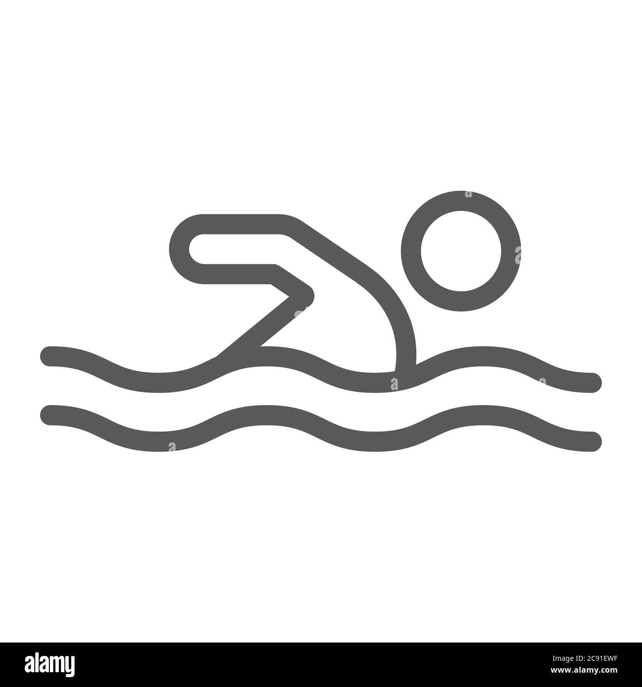Swimming line icon, sport and water, swimmer sign, vector graphics, a ...