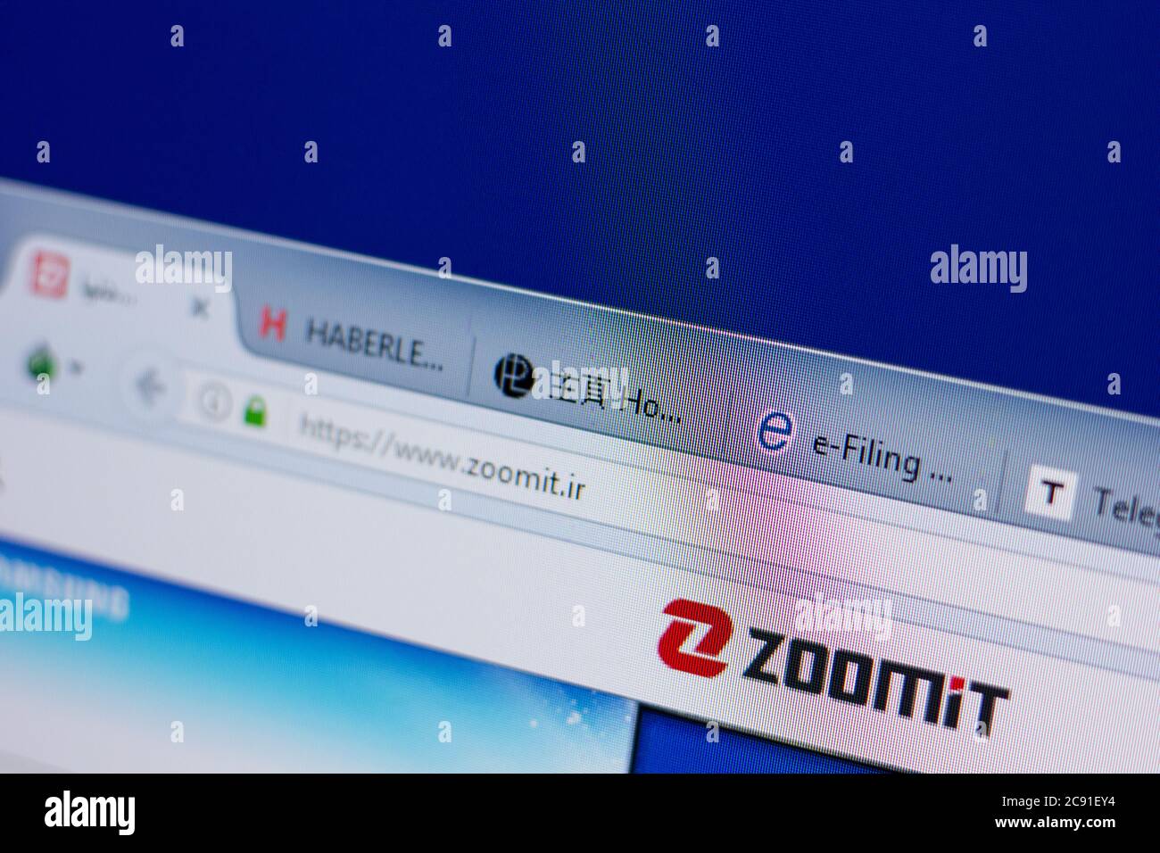 Ryazan, Russia - June 17, 2018: Homepage of Zoomit website on the display of PC, url - Zoomit.ir ...