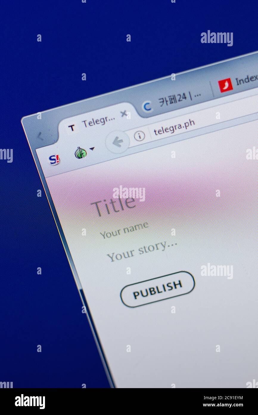 Ryazan, Russia - June 17, 2018: Homepage of Telegraph website on the ...