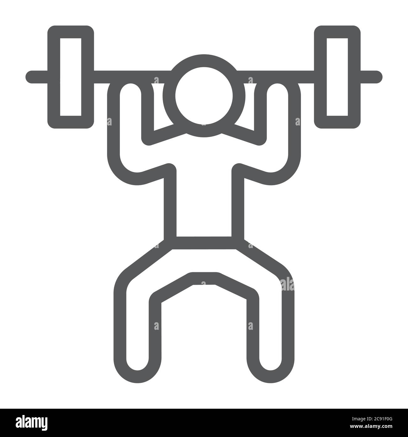 Weightlifter line icon, sport and bodybuilding, weightlifting sign ...