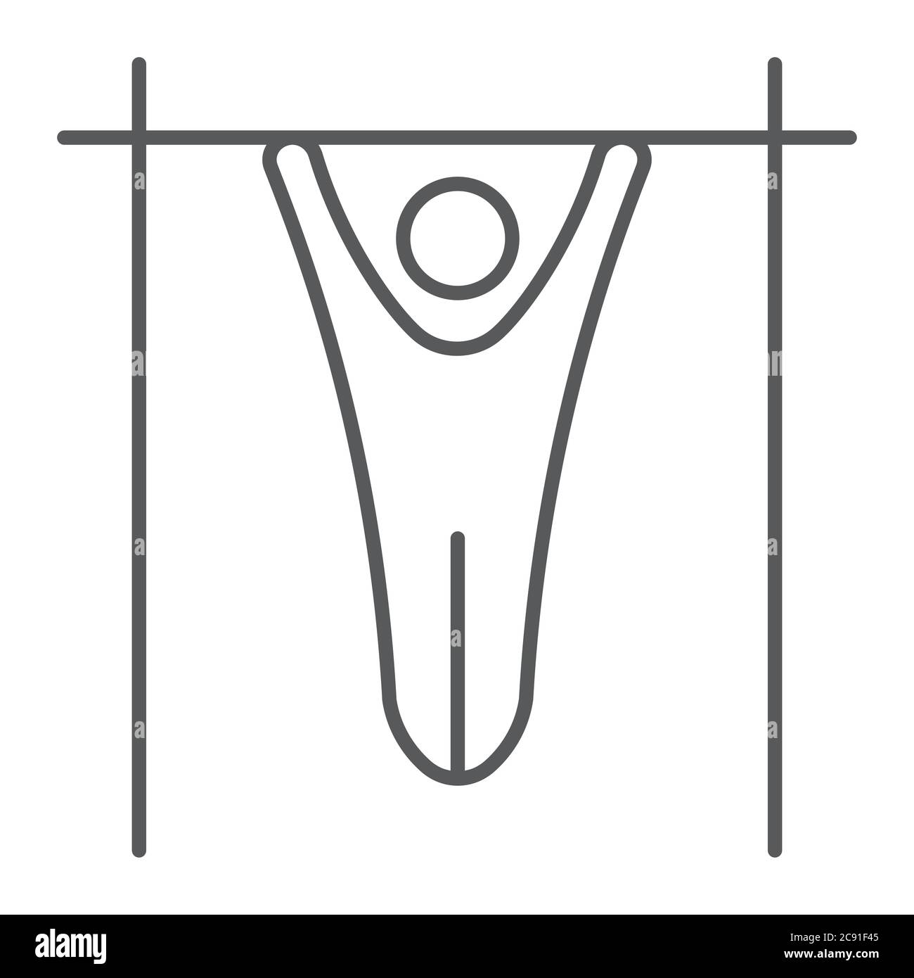 Pulling up men thin line icon, sport and training, street workout sign ...